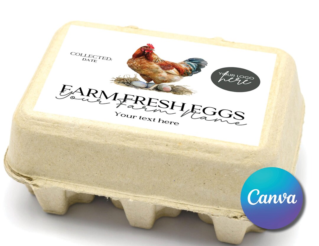 Custom Editable Egg Box Carton Labels Stickers Template, Personalized ...