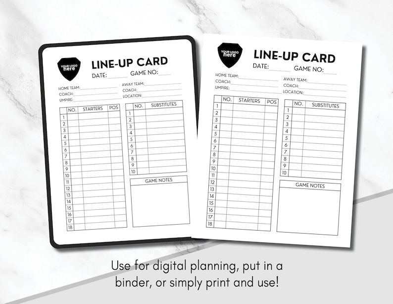 Baseball Softball Lineup Card Scoresheet, Little League Log Umpire ...