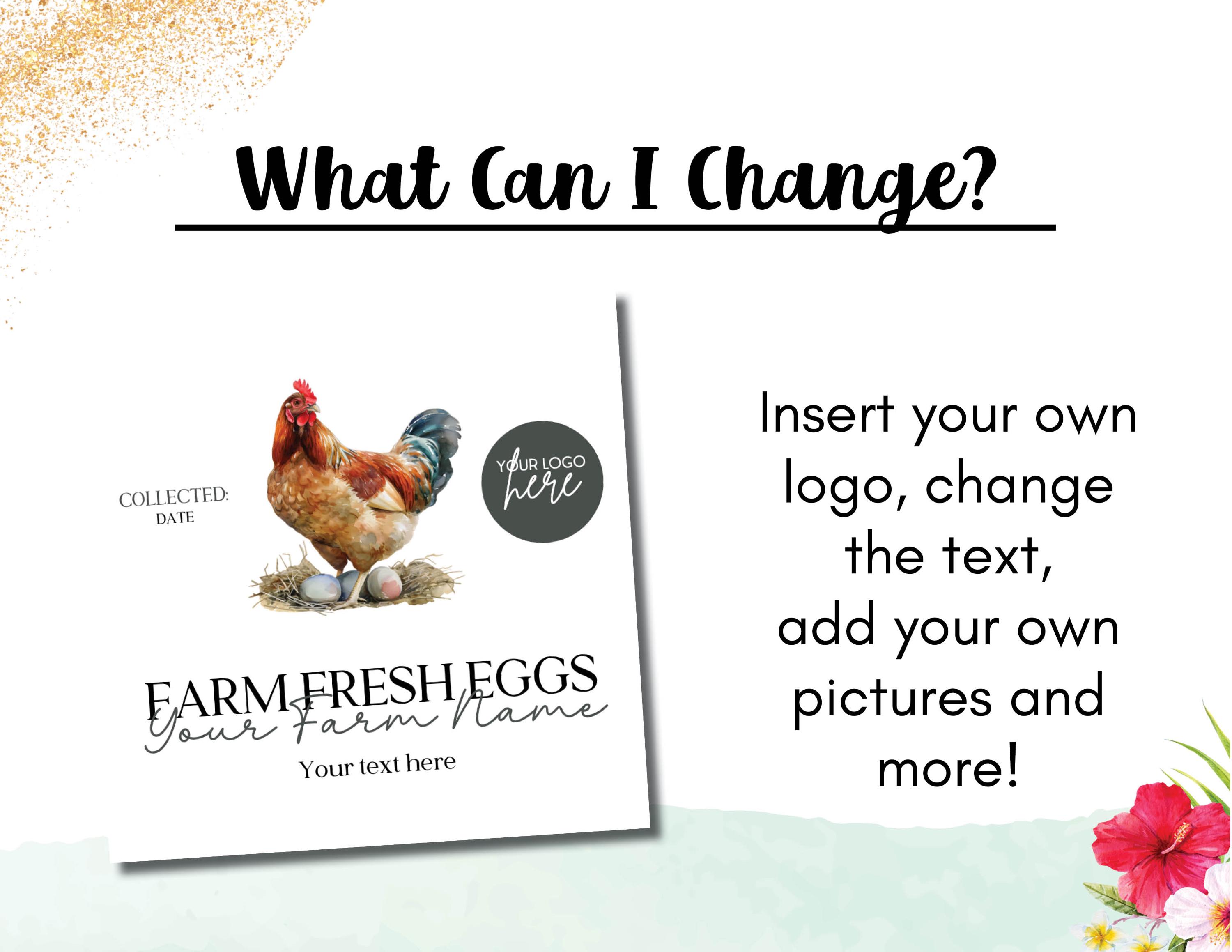 Custom Editable Egg Box Carton Labels Stickers Template, Personalized ...