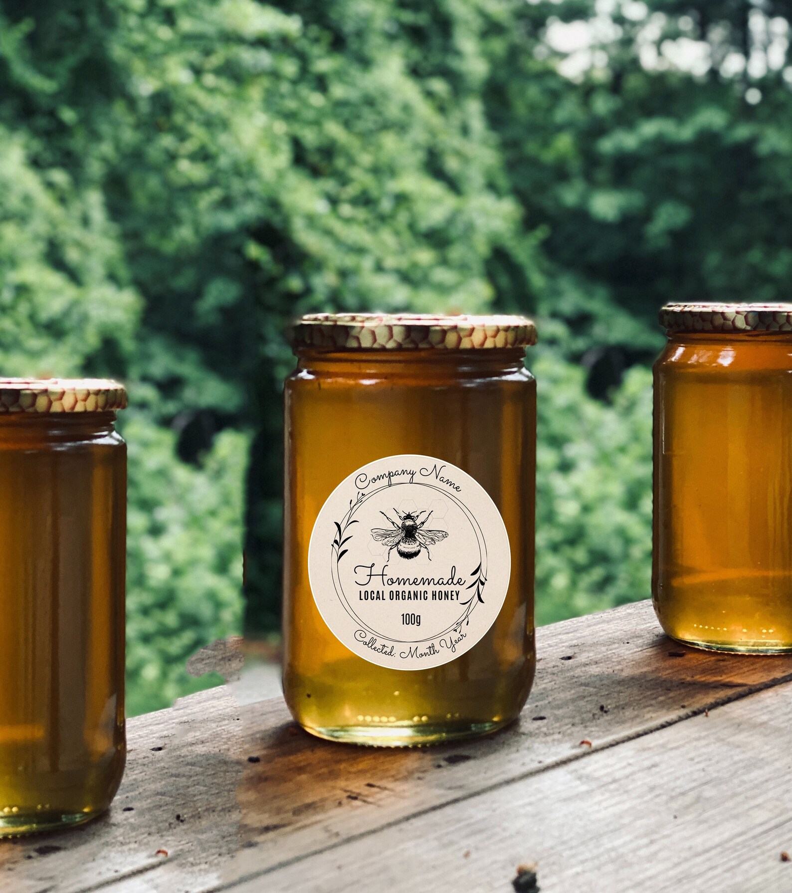 Editable Honey Jar Custom Label Template, Homemade Honey Jam Jar Label ...