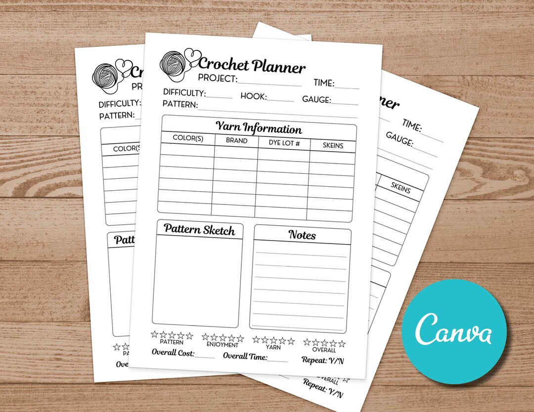 Editable Crochet Planner Tracker Organizer Journal Log Page, Knit ...