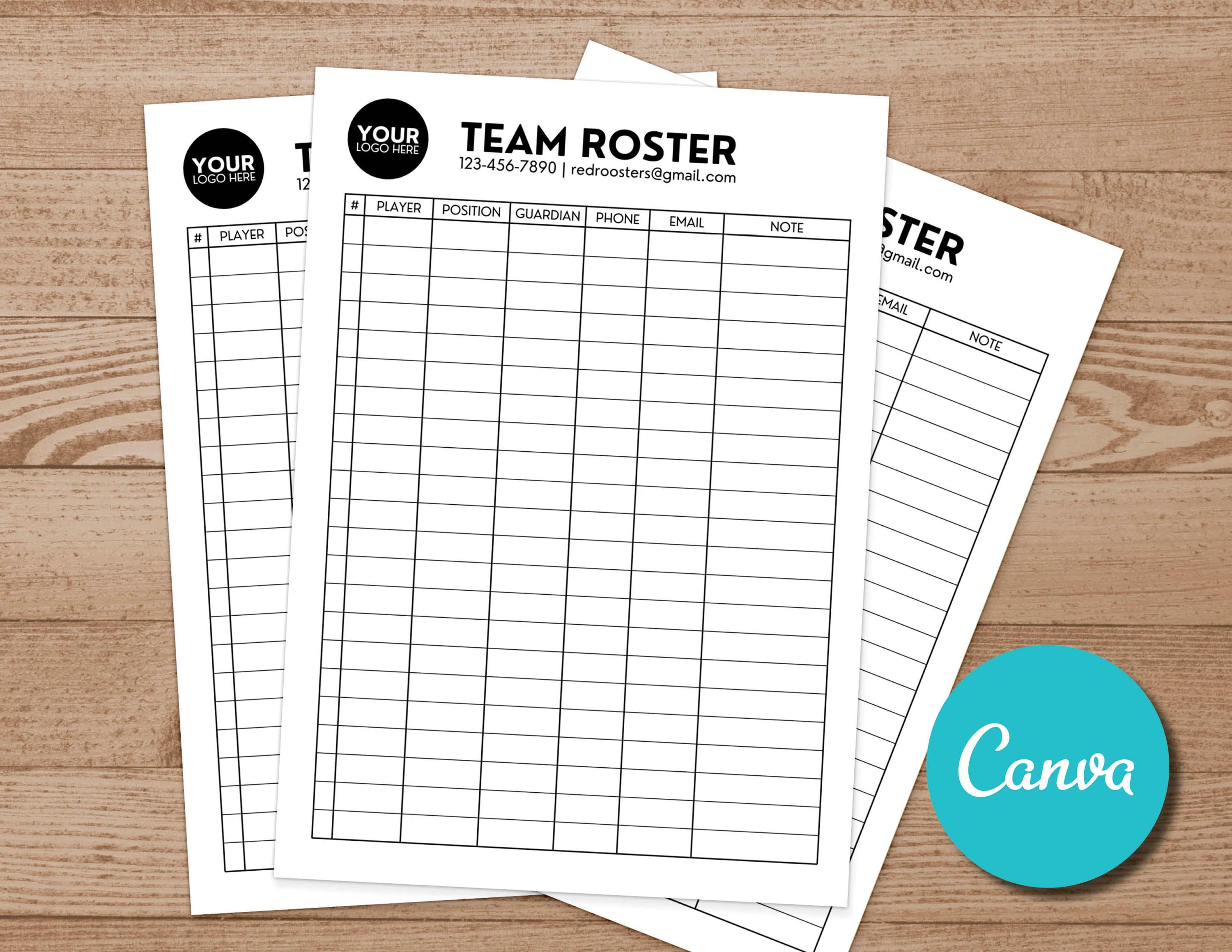 Sports Roster Team Recruit Template, Editable Player Profile Club ...