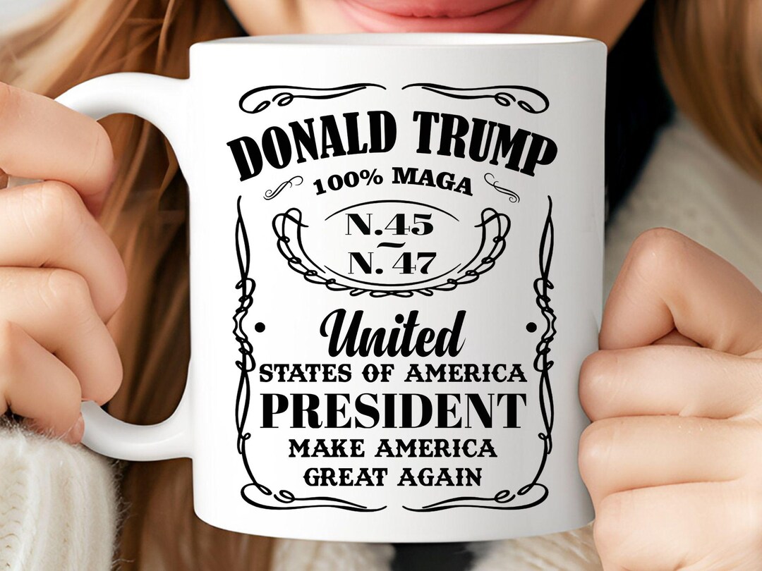 MAGA President Donald Trump 45 47 Whisky Label Mug Republican ...