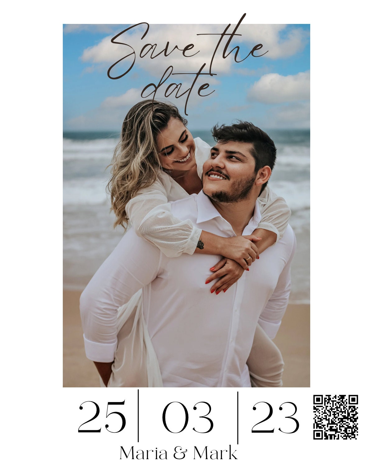 Personalized Photo Wedding Save the Date Magnet QR Code + FREE Envelope ...