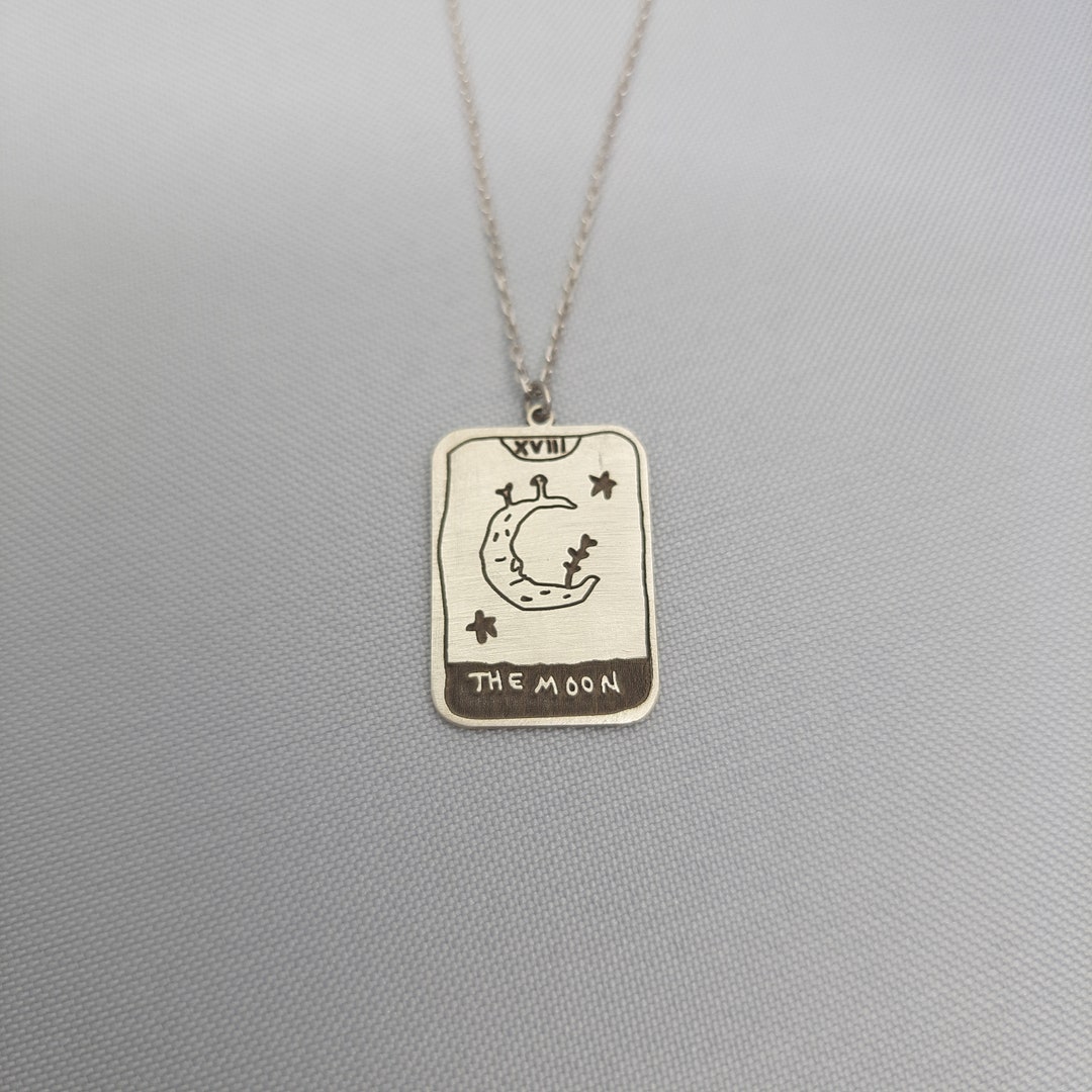 Old Moon Tarot Card Model Necklace, Tarot Card Necklace, Tarot Crad ...