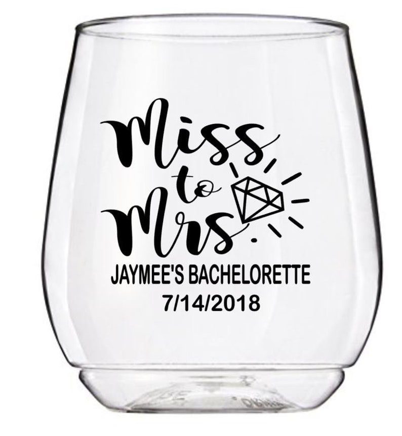 Bachelorette Party Wine Glass Decals Miss To Mrs Wedding Wine Etsy