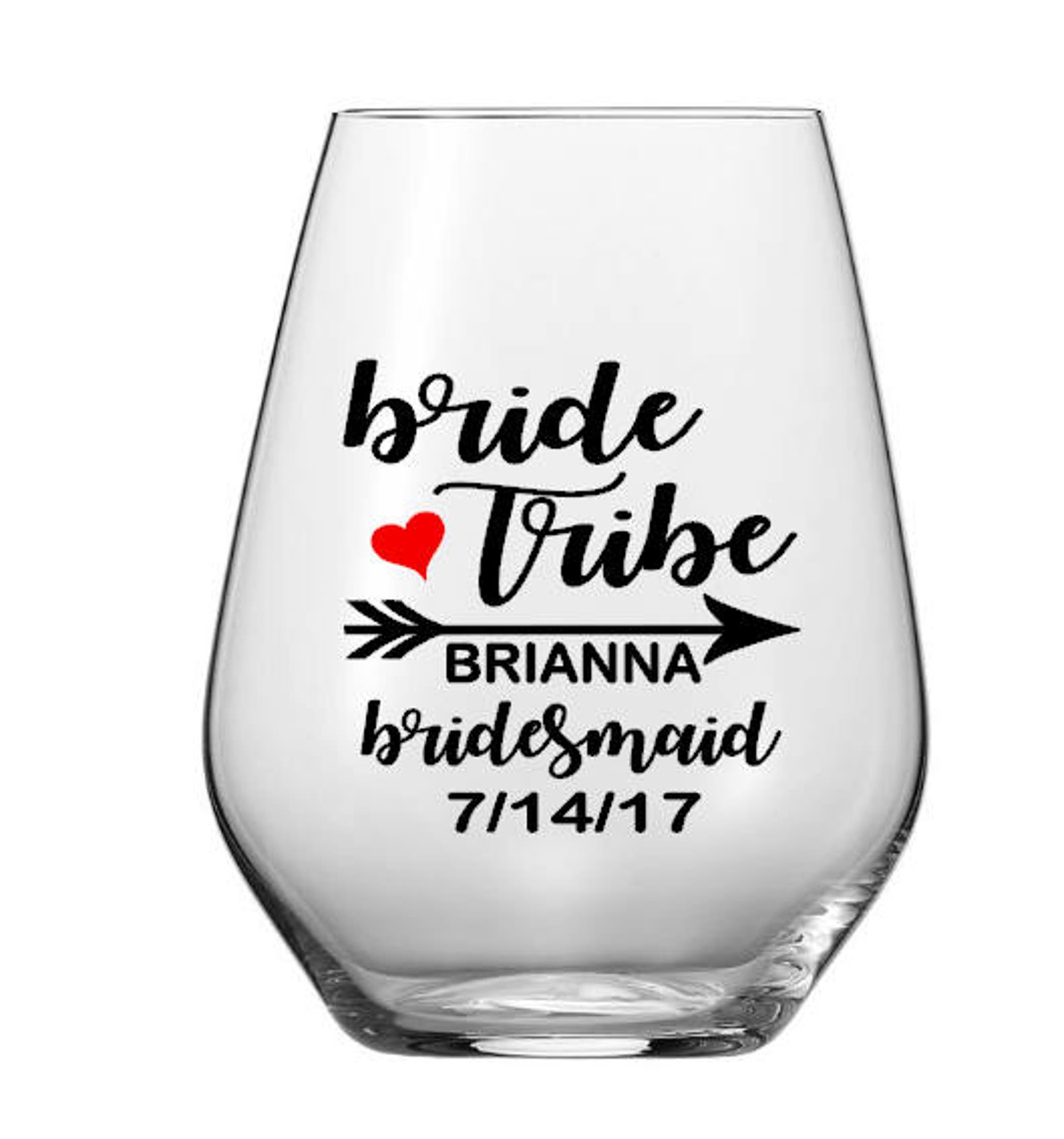 Bride Tribe Wine Glass Decals Custom Wine Glass Bridal Party Etsy