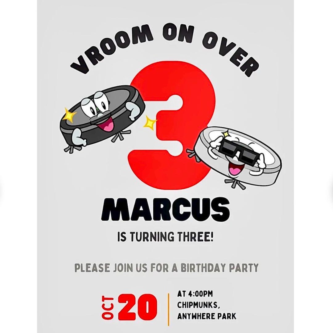 Robot Vacuum Roomba Theme Kids Toddler Birthday Party Editable Invite ...