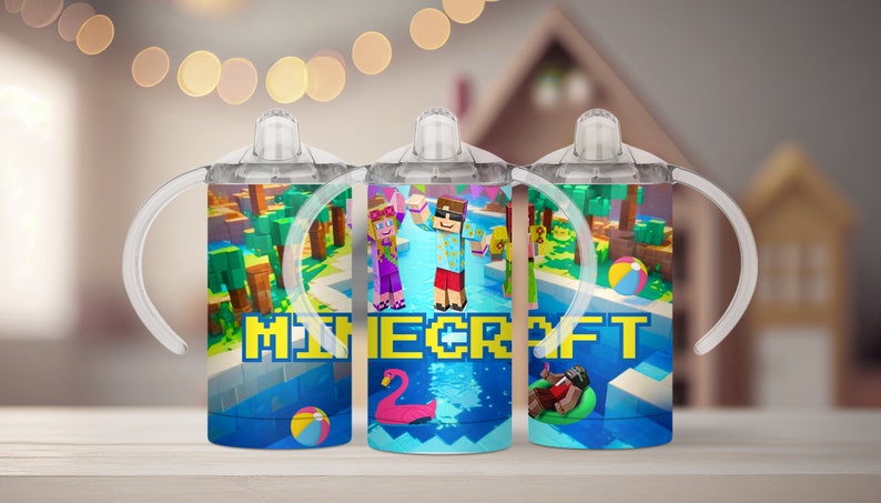 Minecraft 12oz Sippy Cup Kids Sublimation 12 Oz Tumbler Wrap PNG SVG ...