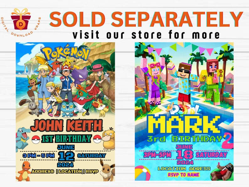 Minecrafter Invitation | Pool Party Editable Invitation, Summer ...