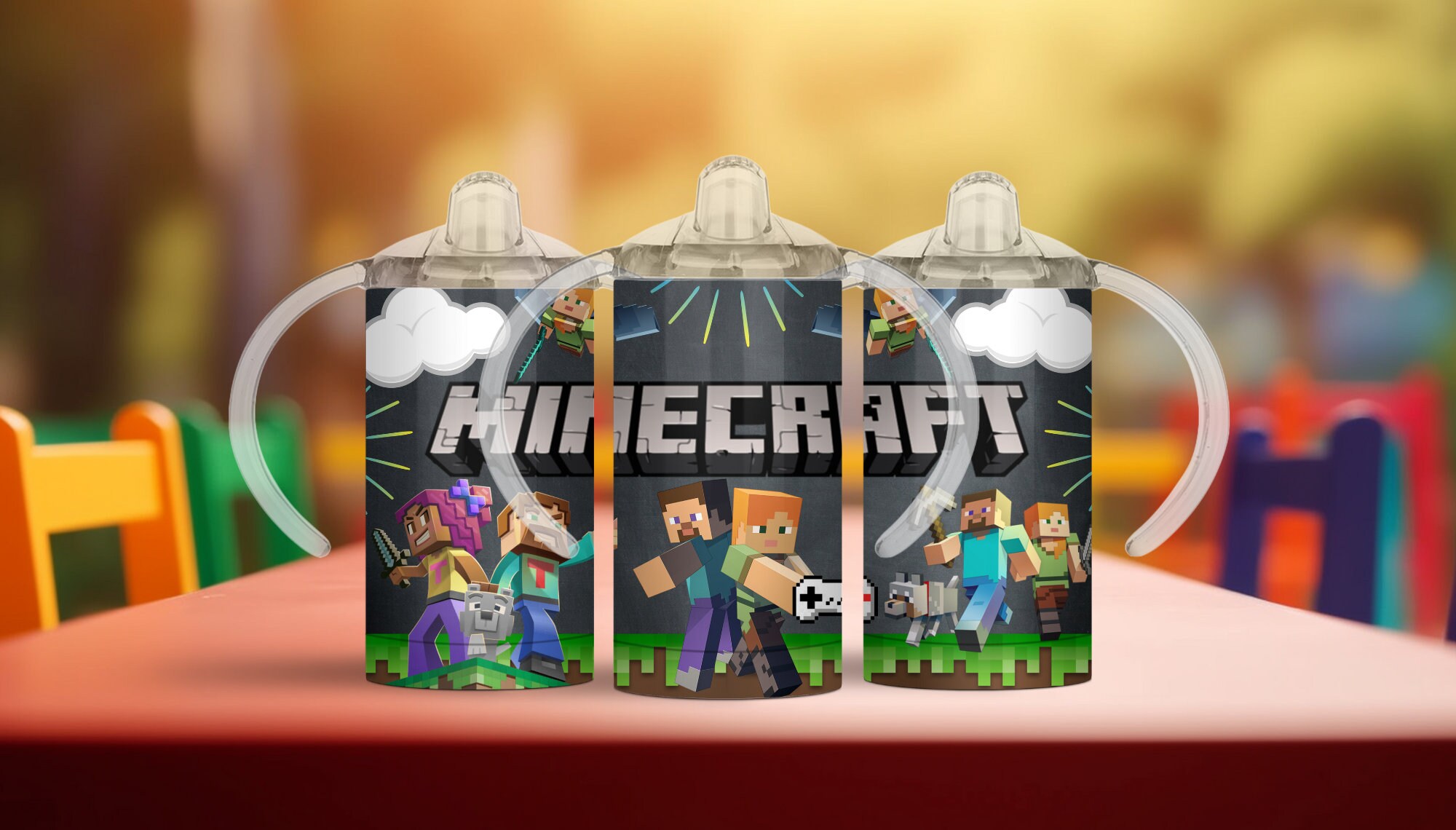 Minecraft 12oz Sippy Cup Kids Sublimation 12 Oz Tumbler Wrap PNG SVG ...