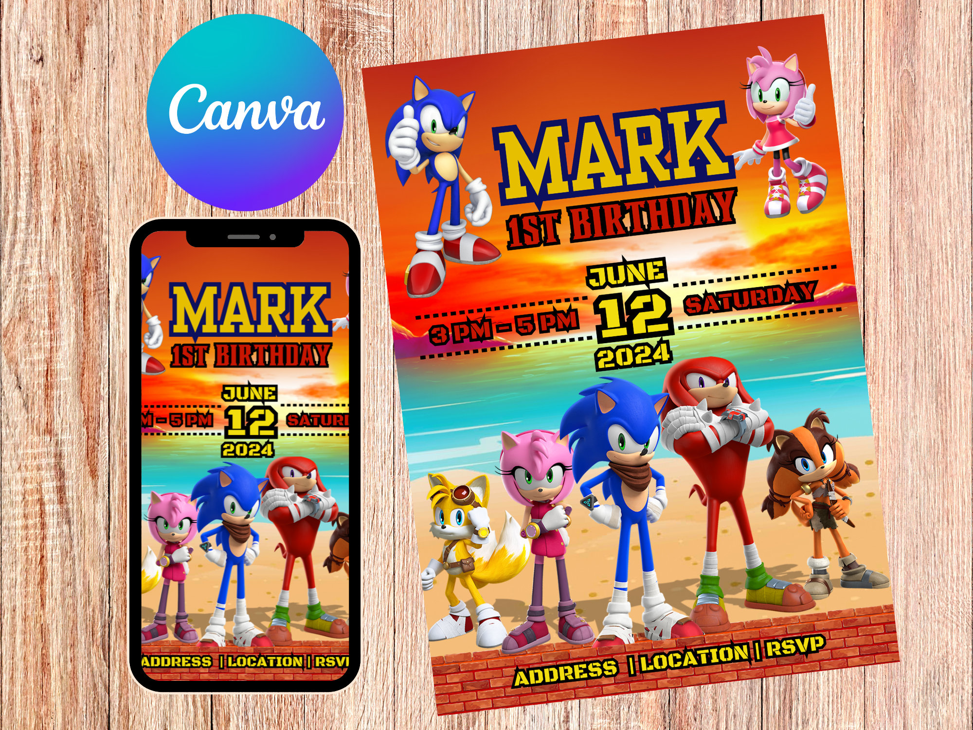 Sonic Birthday Invitation, Super Sonic Hedgehog Boys Girl Party Invite ...