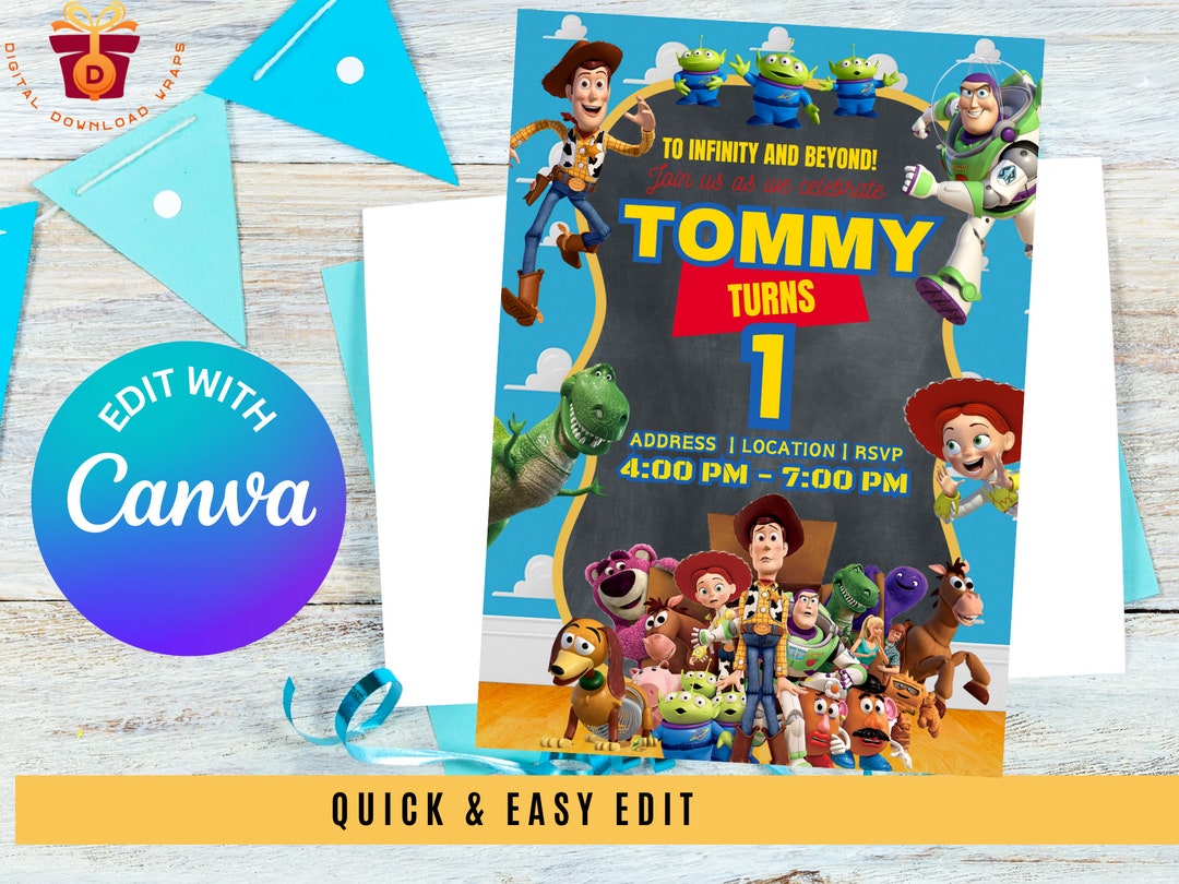 Toy Story Digital Invitation, Toy Story Birthday Party, Kids Boys Girls ...