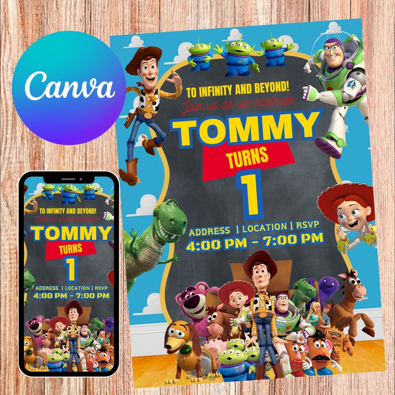 Editable Toy Story Invitation Toy Story Birthday Invitation Buzz ...