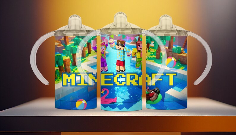 Minecraft 12oz Sippy Cup Kids Sublimation 12 Oz Tumbler Wrap PNG SVG ...