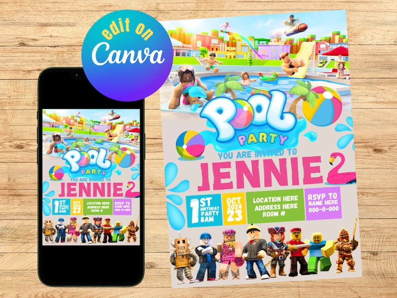 Roblox Invitation Invite | Printable Editable Digital Download Roblox ...