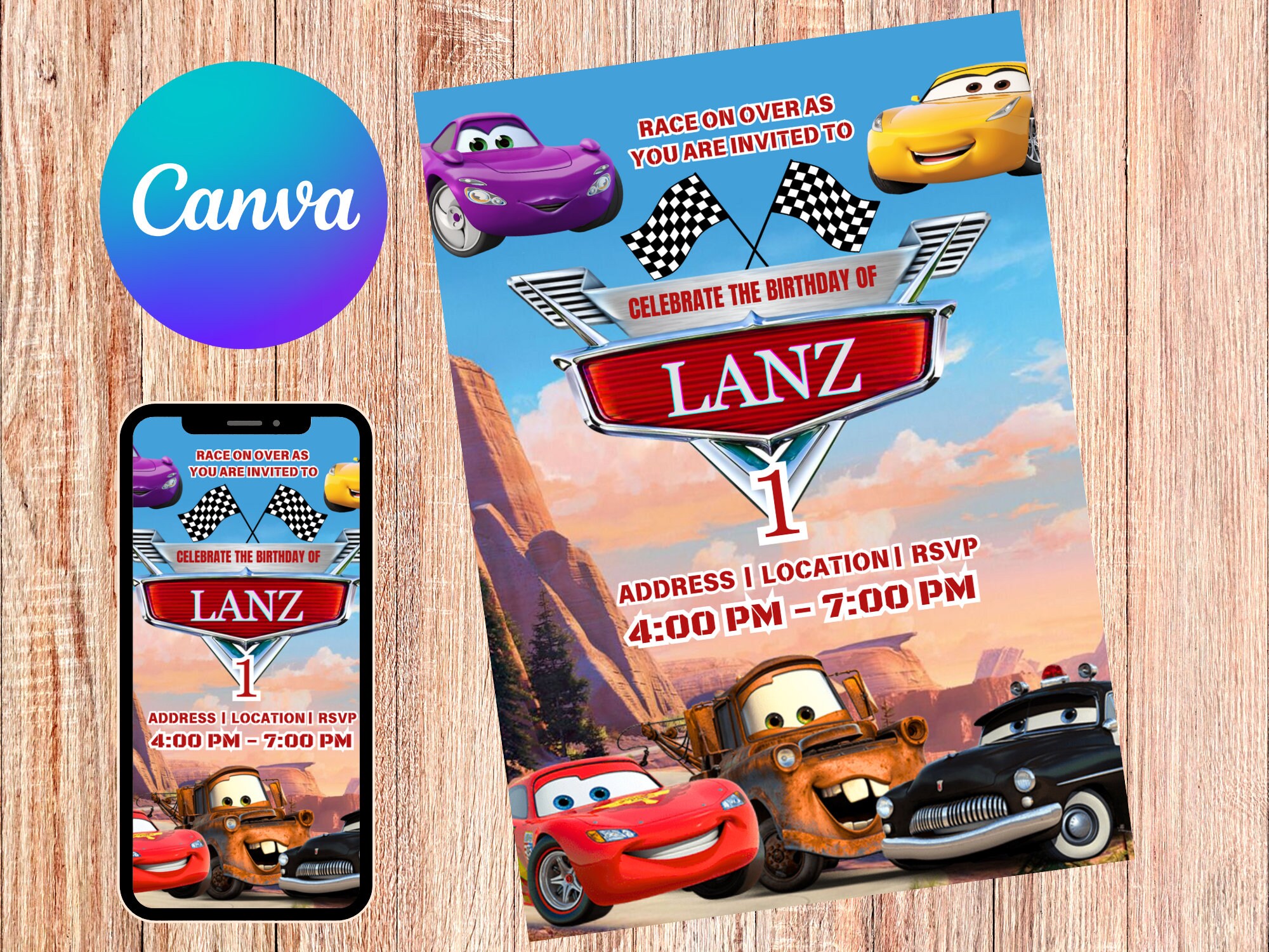 Editable Hot Cars Birthday Party Invitation | Wheels Birthday ...