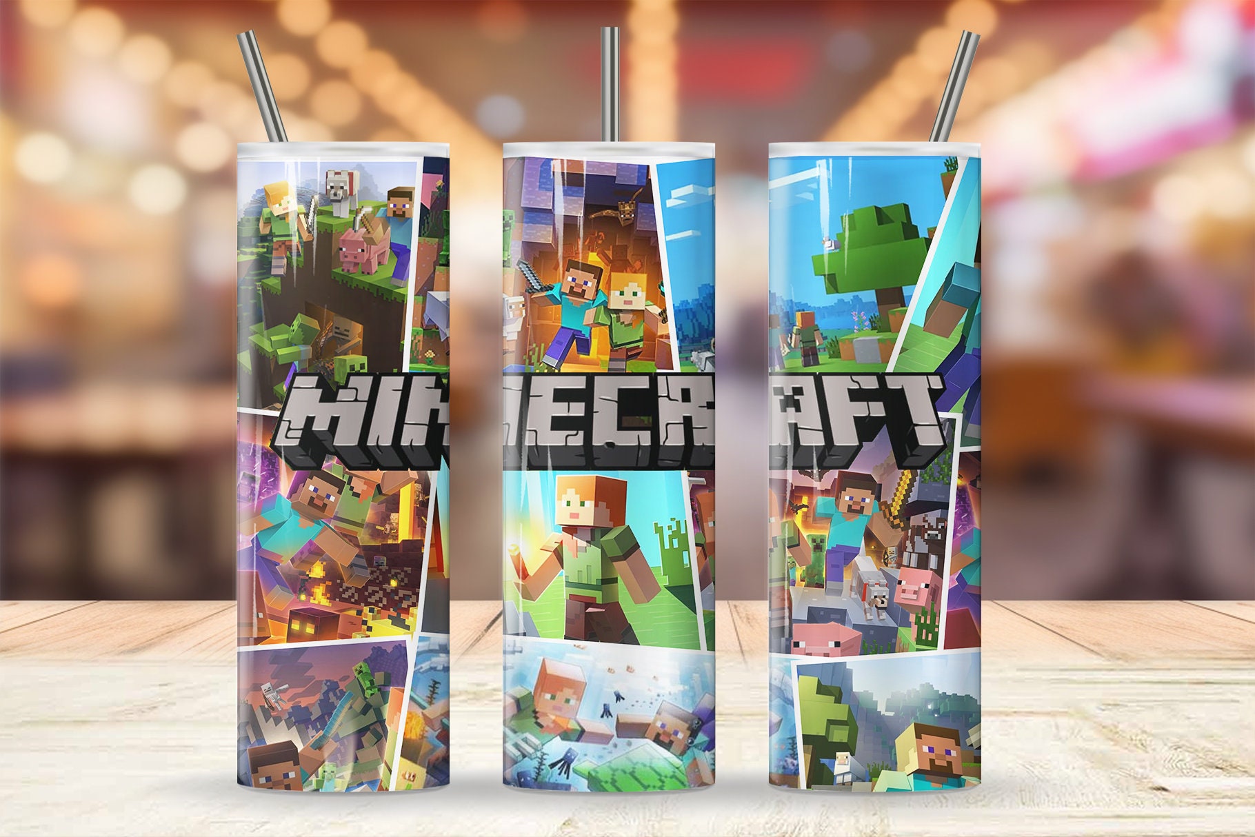 Digital Minecraft Tumbler Wrap 20oz Sublimation PNG SVG Download Gamer ...