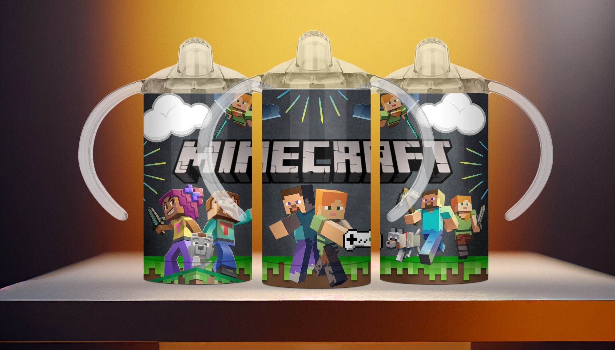 Minecraft 12oz Sippy Cup Kids Sublimation 12 Oz Tumbler Wrap PNG SVG ...