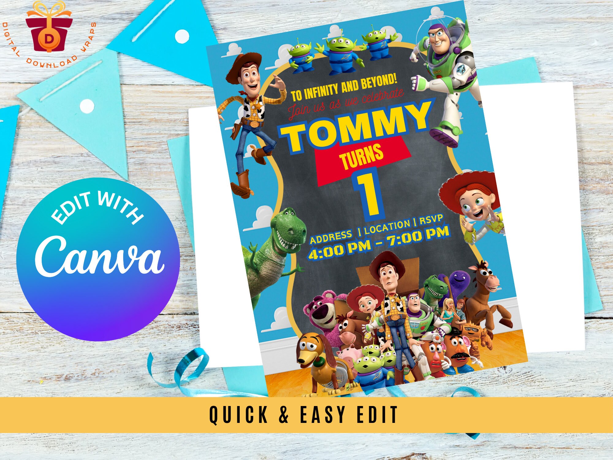 Editable Toy Story Invitation Toy Story Birthday Invitation Buzz ...