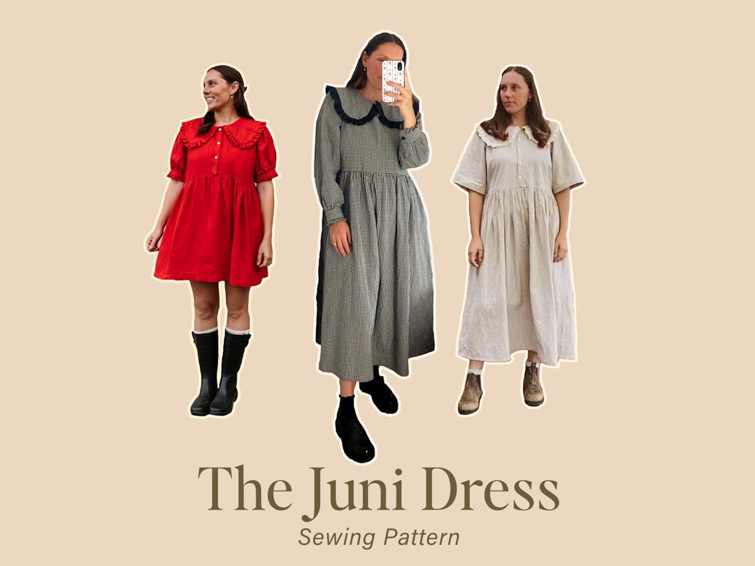 Juni Dress Peter Pan Collar Dress Sewing Pattern for Women Beginner ...