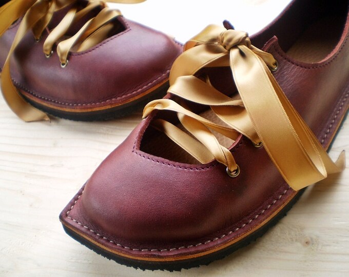 UK 8, D Fitting, Handmade Fairytale Shoes, Faded Plum Leather, PUCK by ...