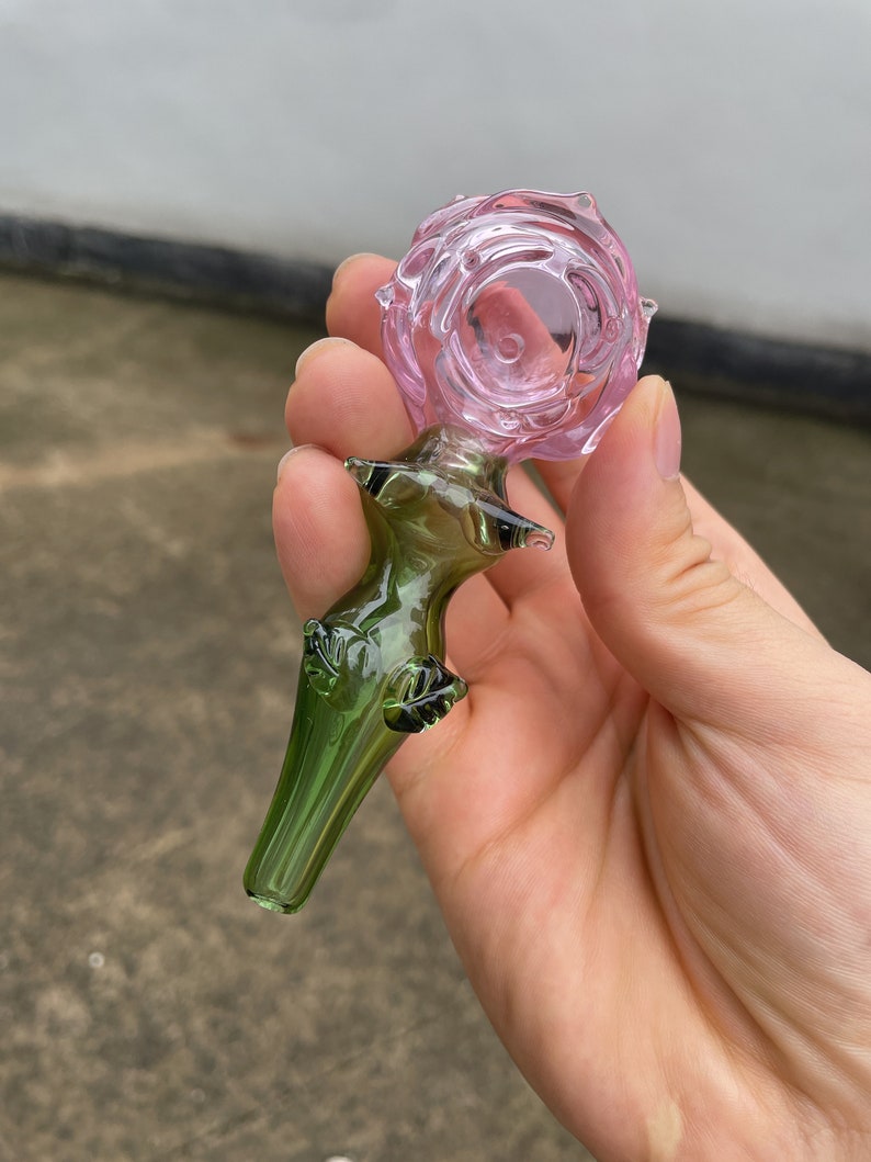 4.5 Inch Pink Rose Pipe,glass Smoking Pipe,hand Blown Pipe,unique Gift ...