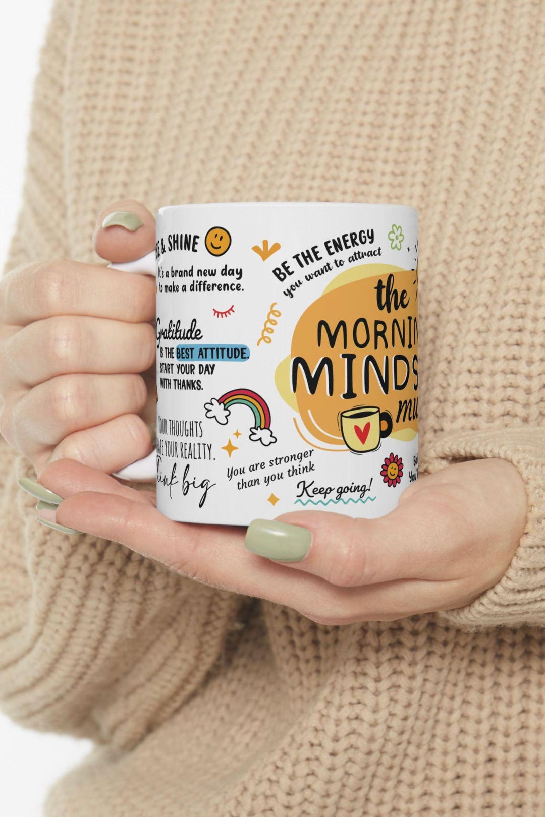Inspirational Morning Mindset Ceramic Mug: Positive Quote Coffee Cup - Etsy