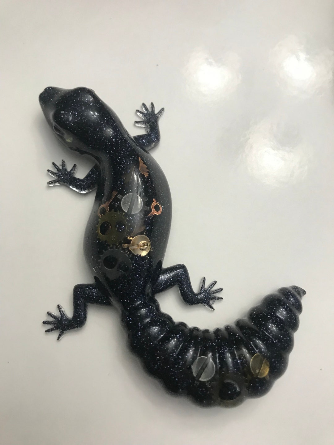 Steampunk Sparkling Dark Blue Resin Leopard Gecko Lizard Figurine - Etsy
