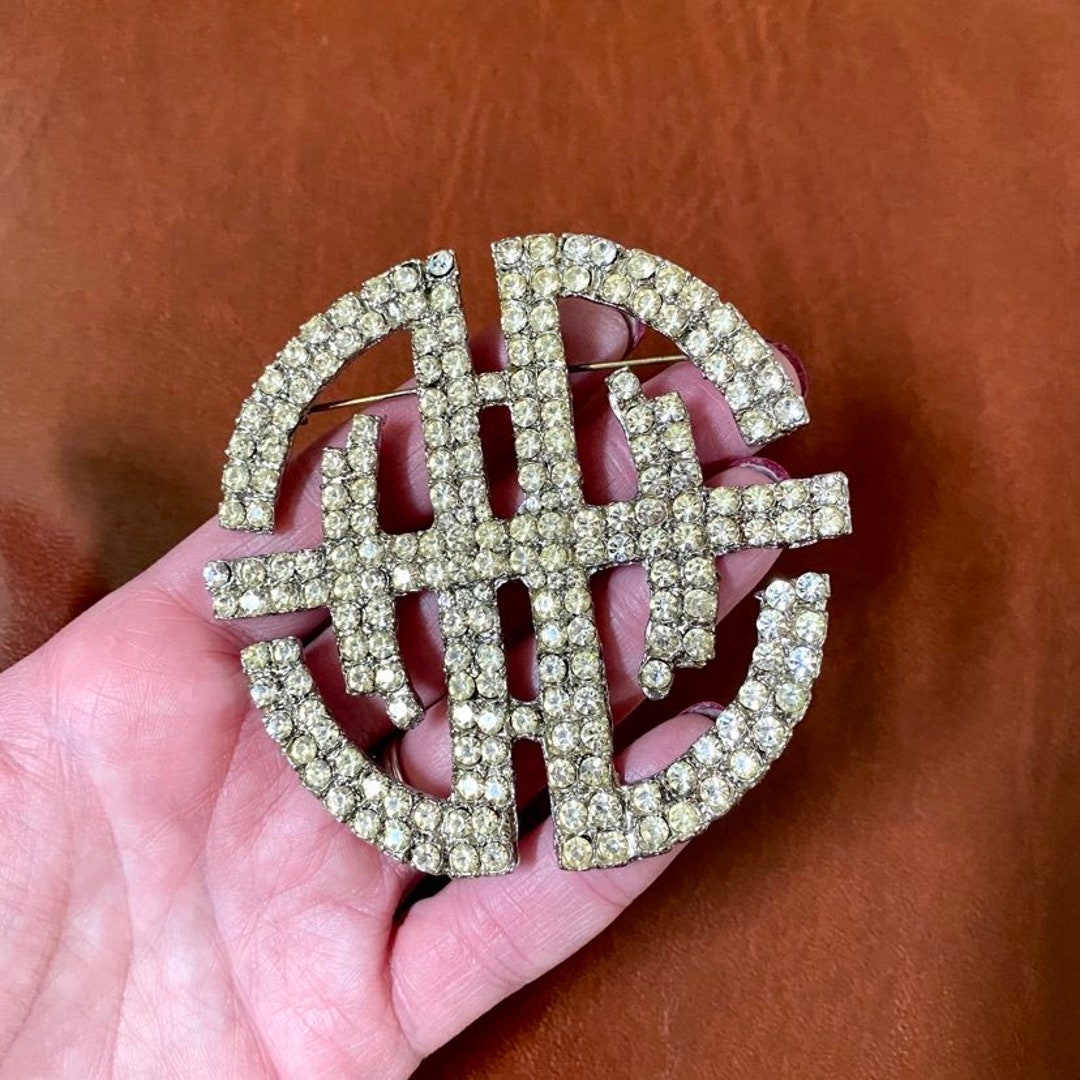 Vintage Huge Runway Crystal Rhinestone Silver-tone Brooch Pin - Etsy