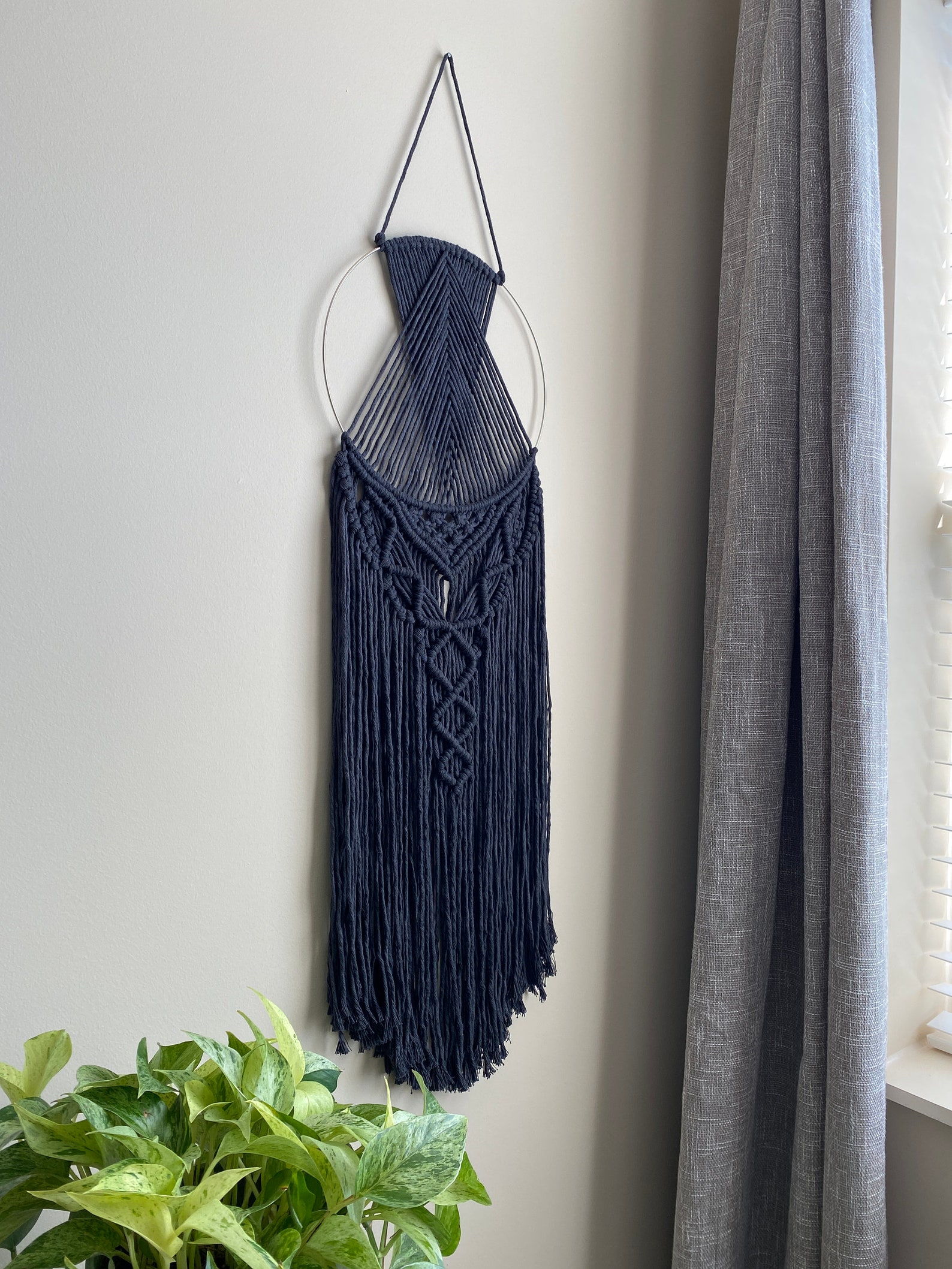 Large Black Geometric Macrame Wall Hanging Dreamcatcher - Etsy