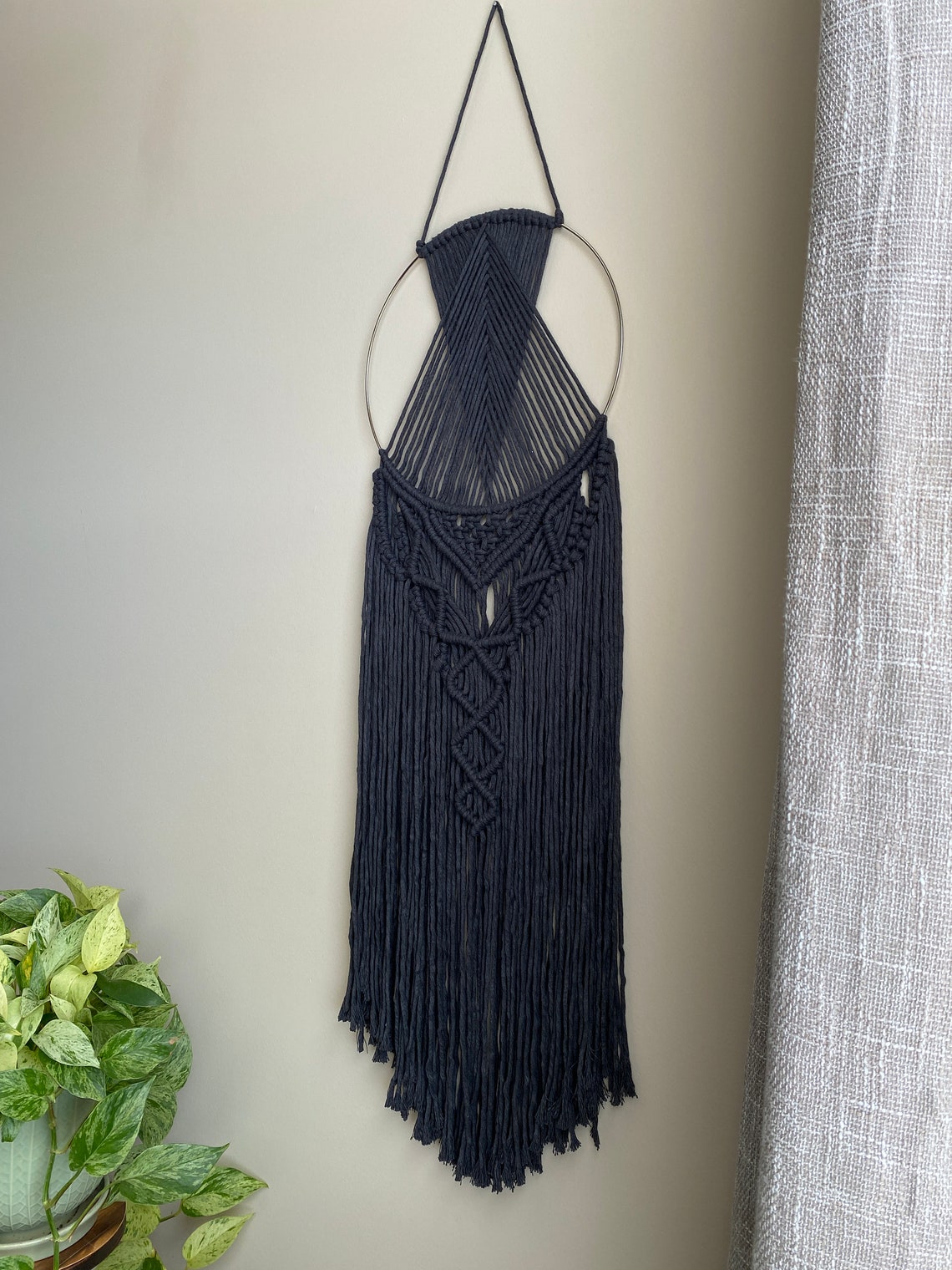 Large Black Geometric Macrame Wall Hanging Dreamcatcher - Etsy