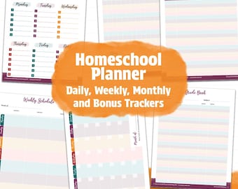 Printable Homeschool Planner, Daily Weekly Monthly Scheduler, Mushroom ...