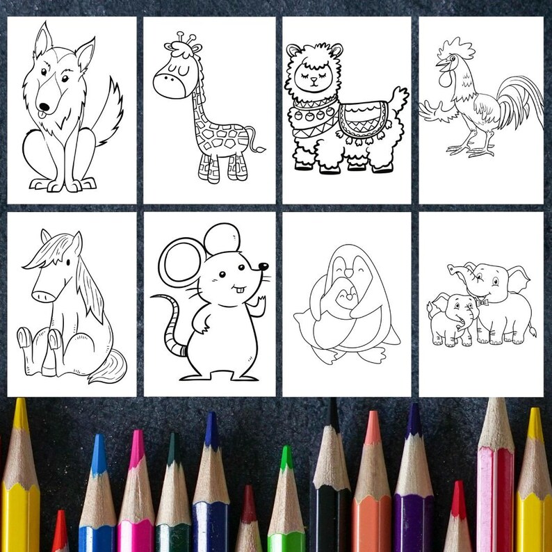125 Animal Coloring Pages Zoo Animals Farm Animals Coloring Book for ...