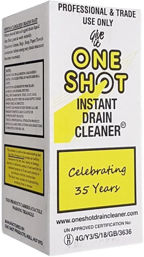 One Shot Instant Drain Cleaner - Unblocks Drains in 30 Minutes (1 Litre ...