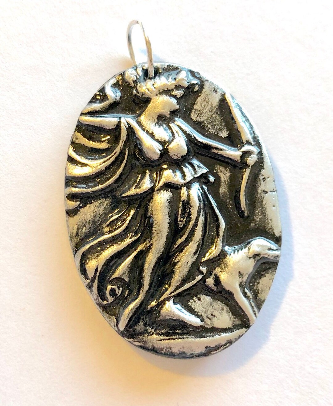 Artemis Goddess of Hunting and Wilderness Handmade Polymer Clay Pendant ...