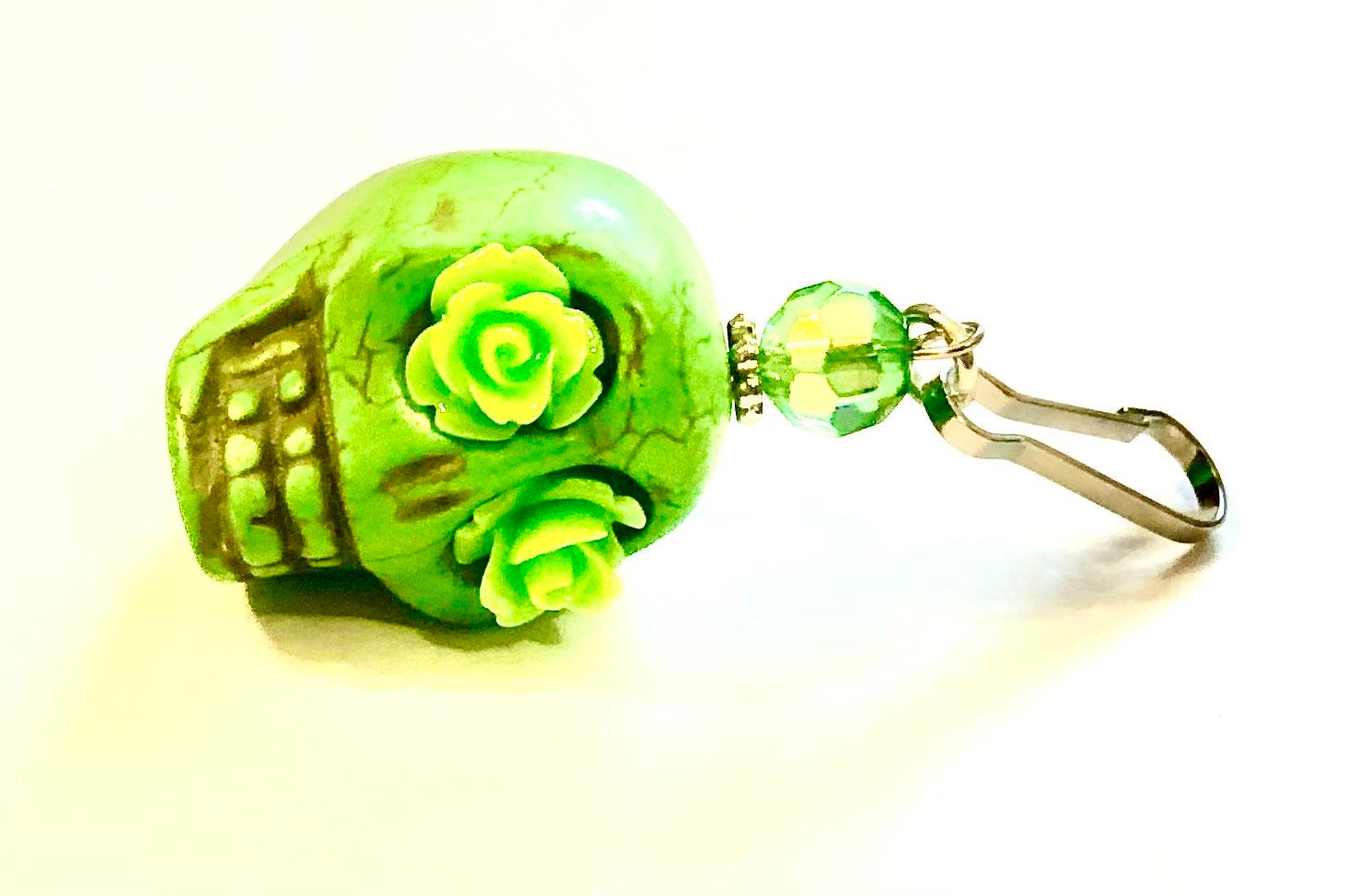 Sugar Skull Bling Accessory Green Skull Charm Key Rings Chain Pendant ...