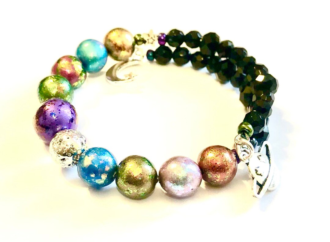 Solar System Wrap Bracelet Memory Wire Space Bracelet - Etsy