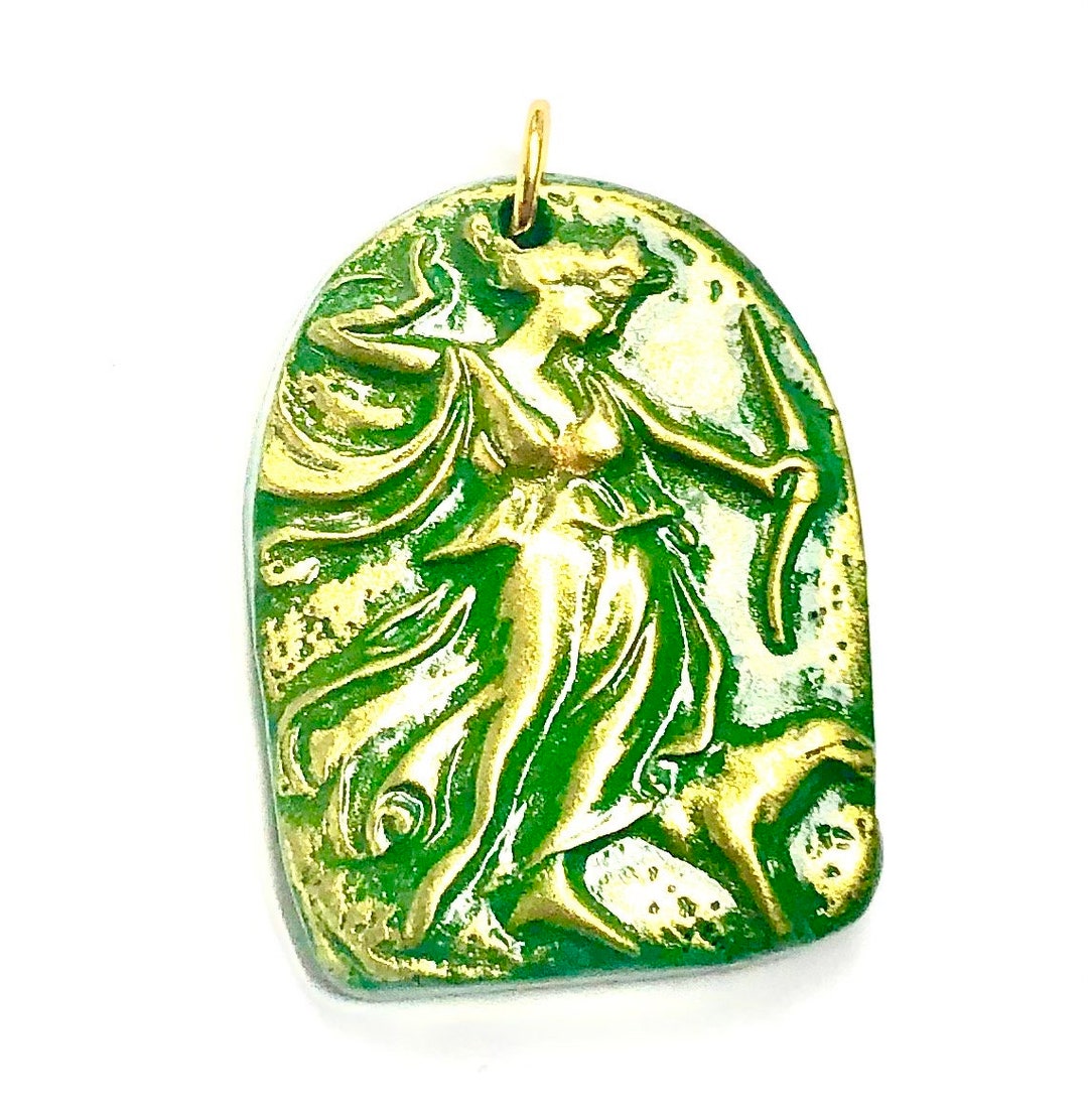 Artemis Pendant Goddess Hunting Wilderness Handmade Polymer Clay ...
