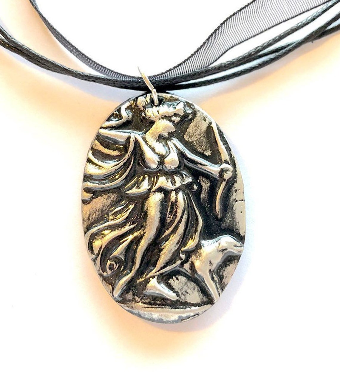 Artemis Goddess of Hunting Handmade Polymer Clay Pendant Necklace - Etsy