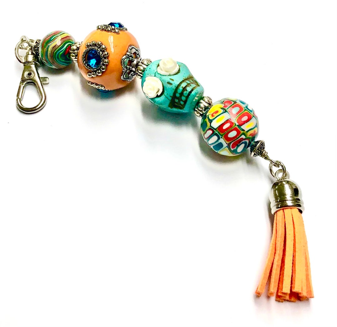 Sugar Skull Day of the Dead Keychain Purse Charm Accessory Sugar Skull ...