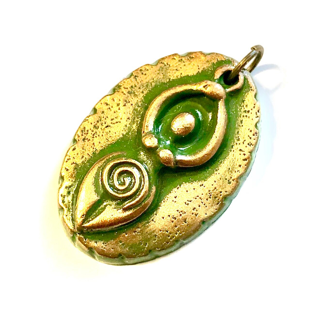 Earth Goddess Pendant Green Bronze Handmade Polymer Clay - Etsy