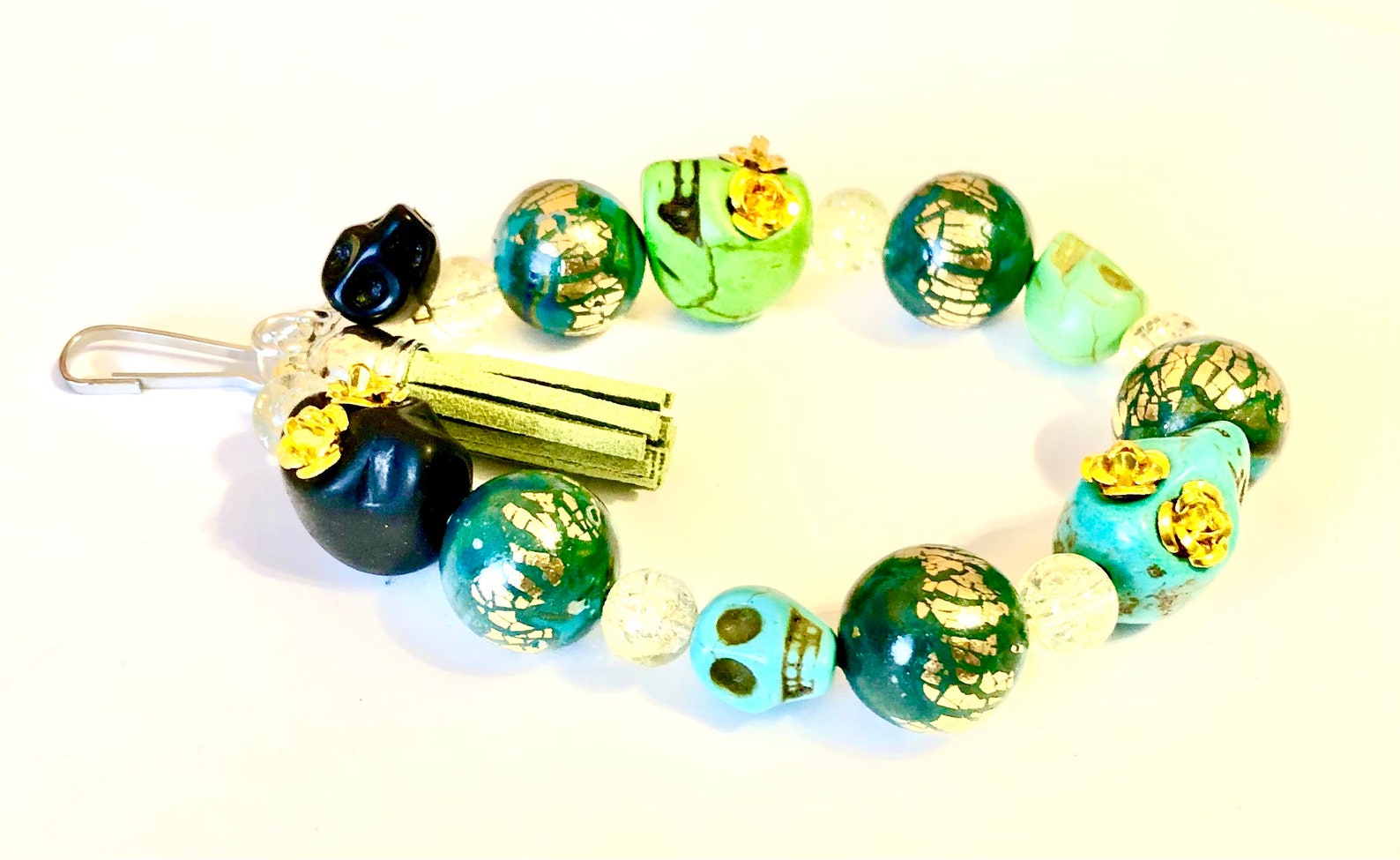 Sugar Skull Keychain Bracelet Chunky Wearable Skull Art - Etsy