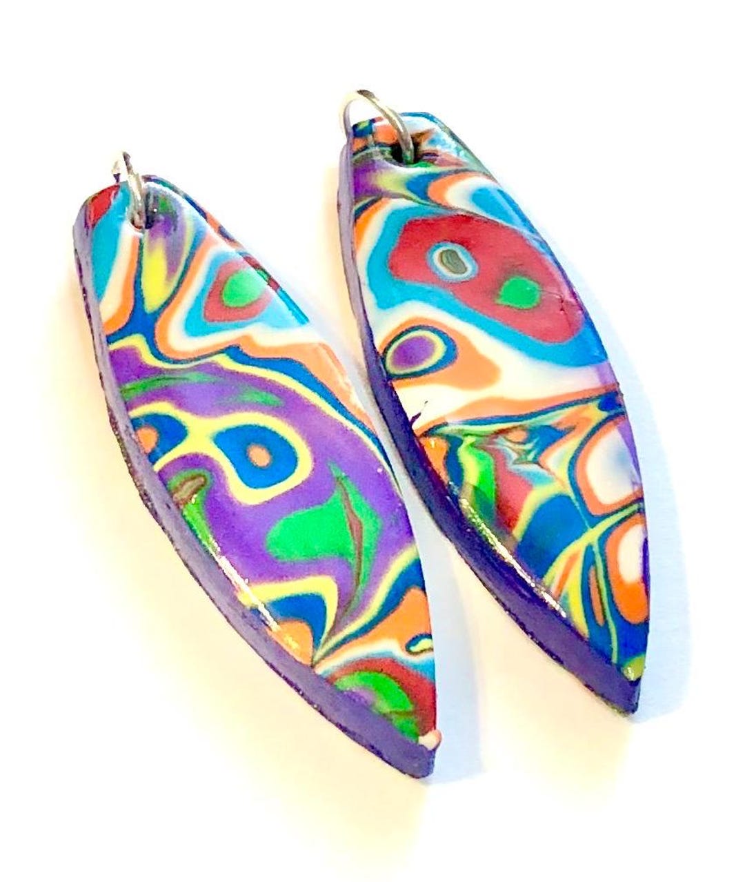 Artisan Polymer Clay Jewelry Components Long Surfboard Psychedelic ...