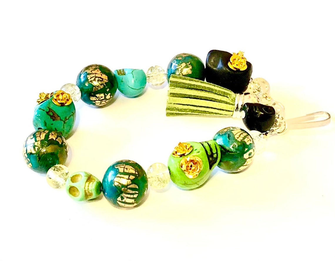 Sugar Skull Keychain Bracelet Chunky Wearable Skull Art - Etsy