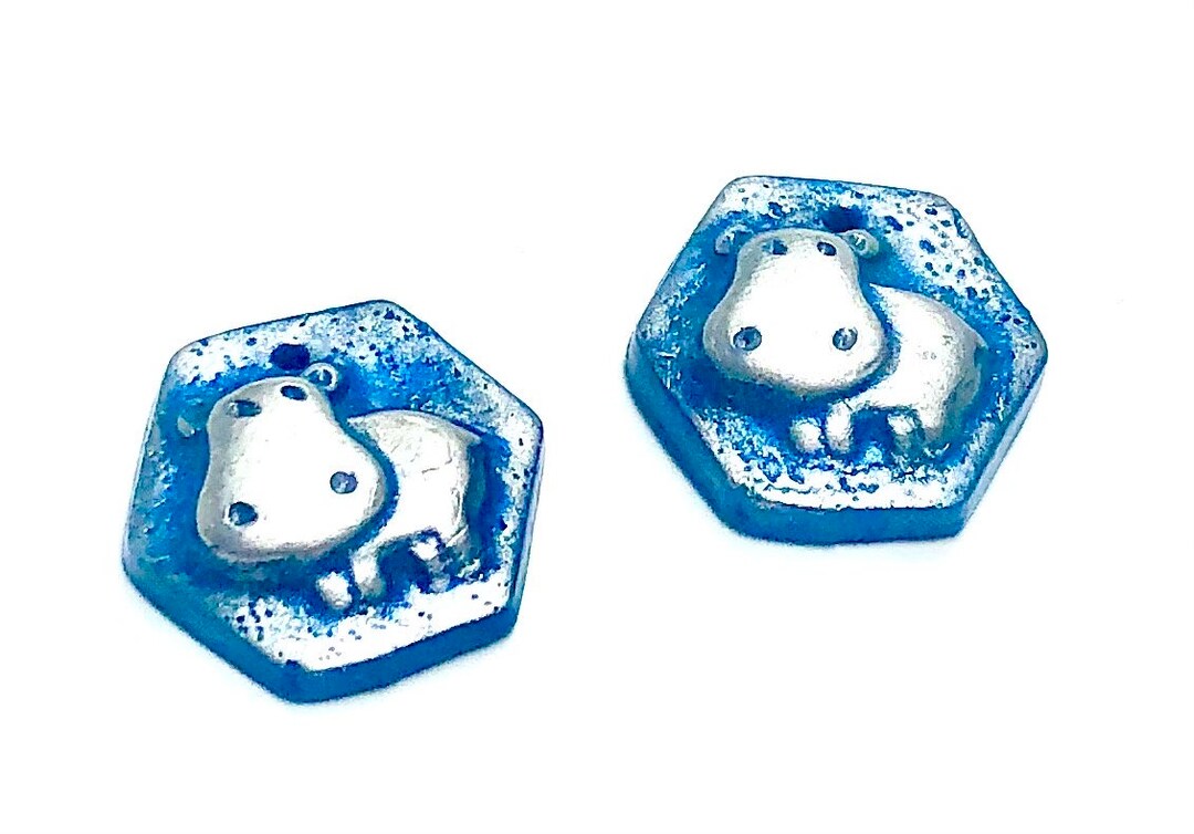 Happy Little Hippo Hexagon Beads Handmade Polymer Clay Focal Beads - Etsy
