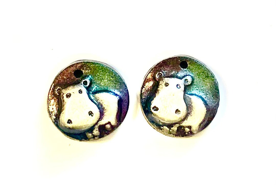 Happy Little Hippo Beads Rainbow Black Handmade Polymer Clay ...