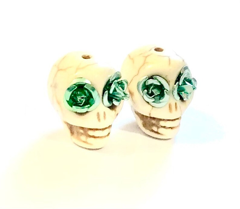 Sugar Skull Beads White Mint Green Rose Sugar Skull Jewelry - Etsy