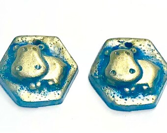 Happy Little Hippo Beads Rainbow Black Handmade Polymer Clay - Etsy