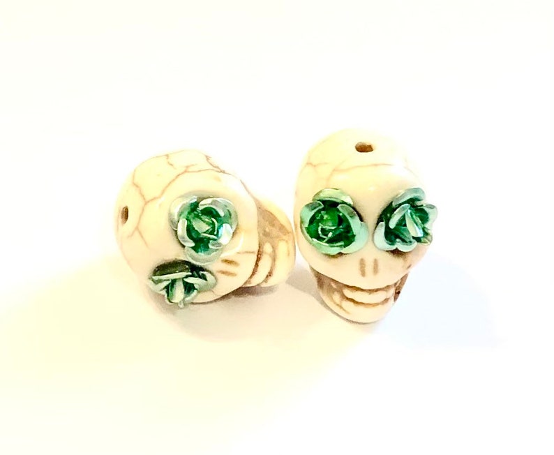 Sugar Skull Beads White Mint Green Rose Sugar Skull Jewelry - Etsy